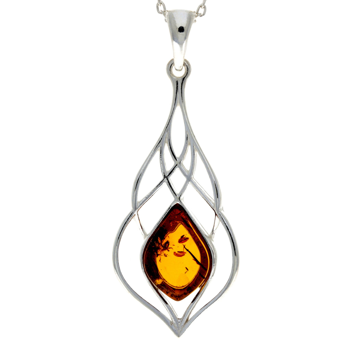925 Steling Silver & Genuine Baltic Amber Modern Celtic Pendant - GL20 ...